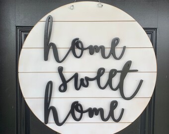 Welcome Southern Farmhouse Wooden Door Hanger Sign Sunflower | Etsy