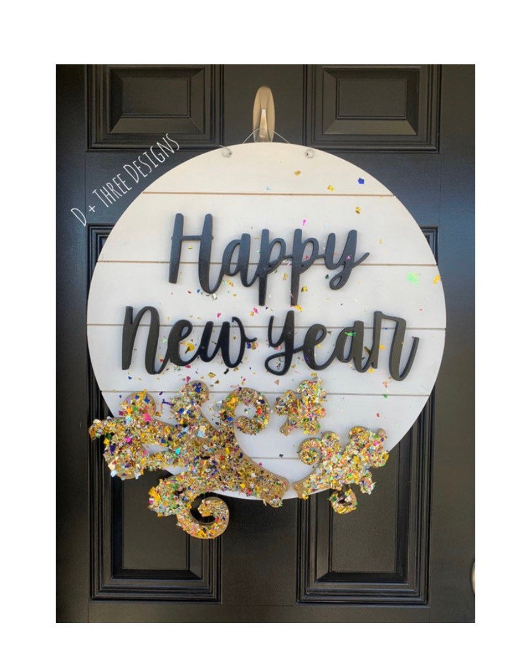 Happy New YEARS Celebration Confetti Door Hanger / WINTER Door Sign ...