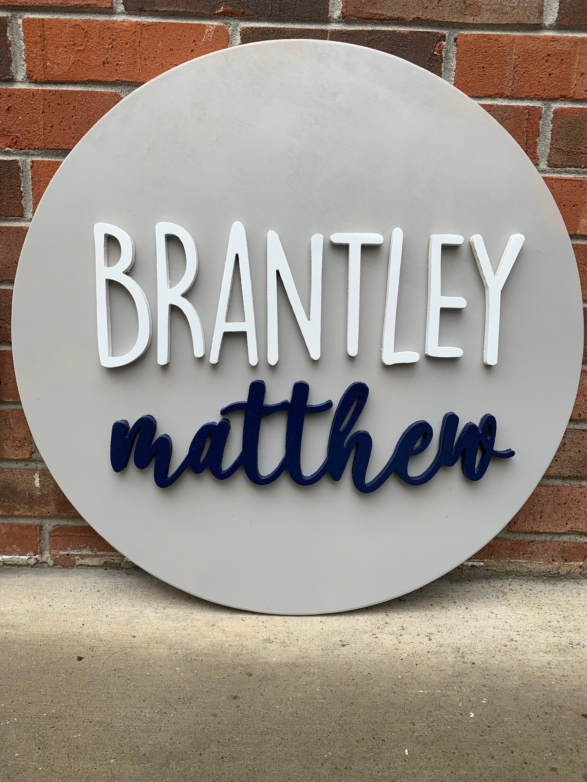 24 Round Custom Name Wood Sign Baby Name Sign | Etsy