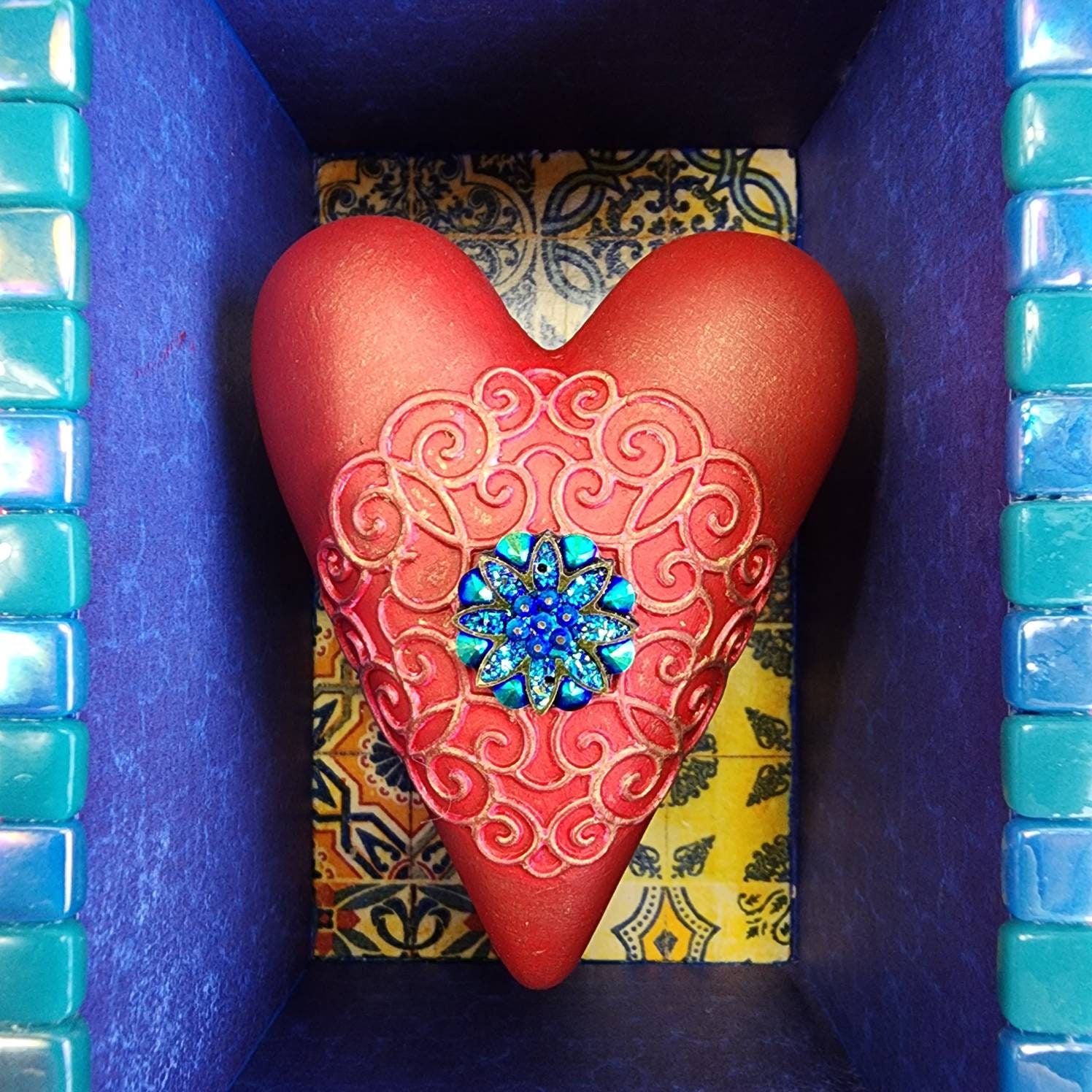 Red Heart in Blue Box, Pure Love, Gift for Love - Etsy