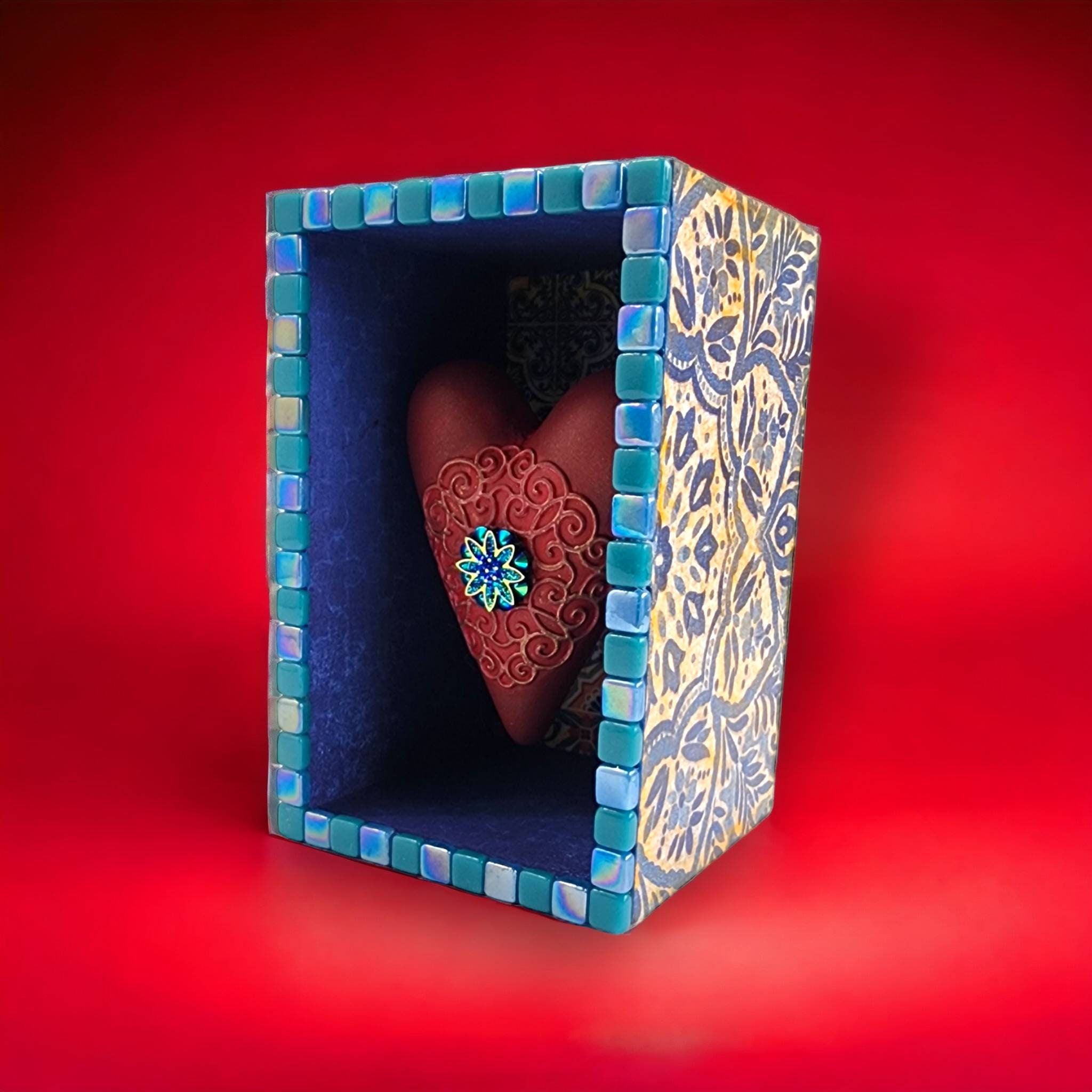 Red Heart in Blue Box, Pure Love, Gift for Love - Etsy