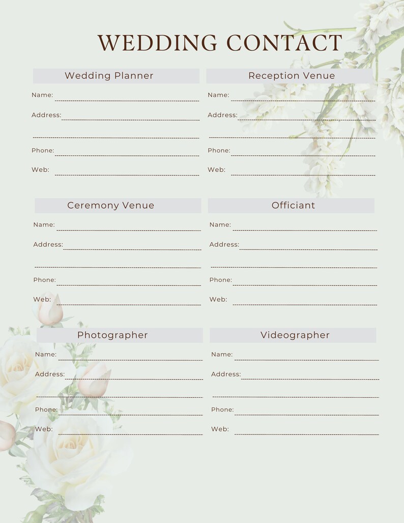Printable Template Wedding Planner Canva Template - Etsy
