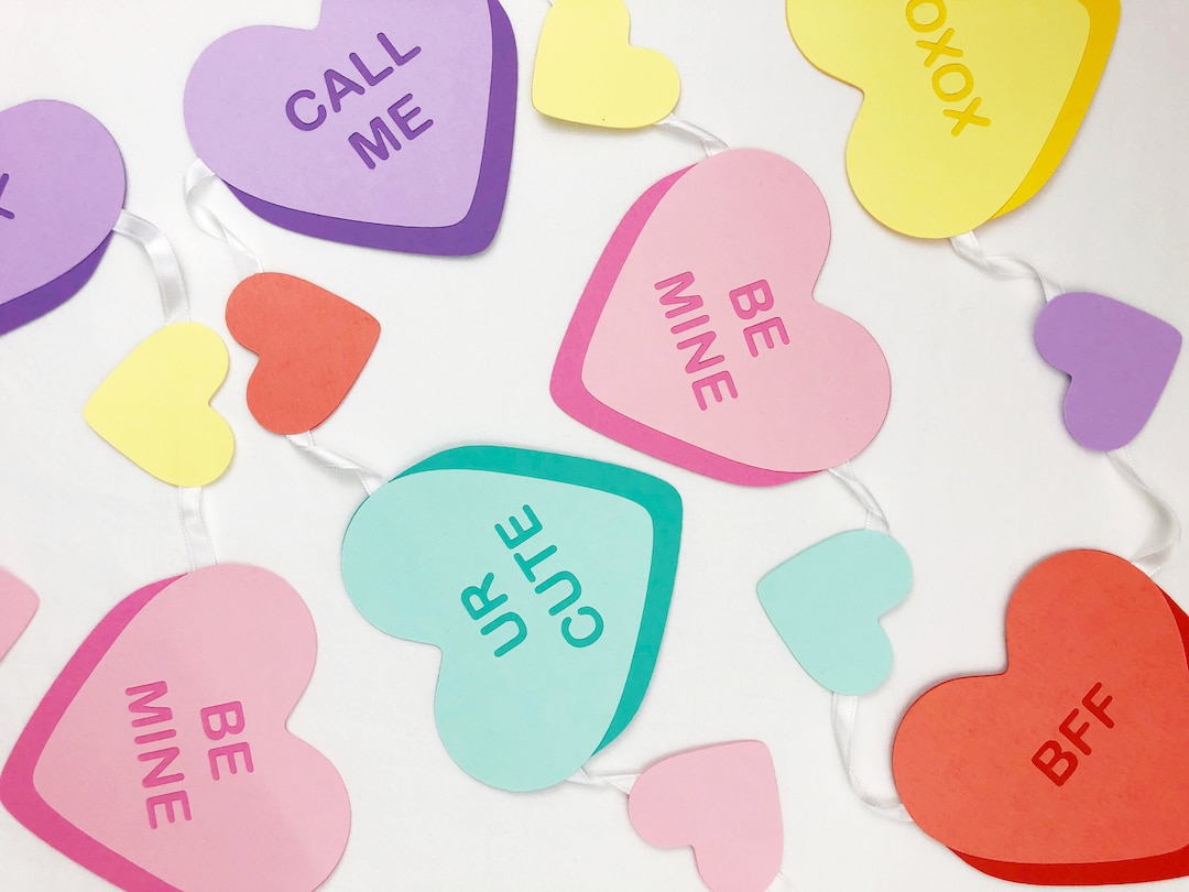 Candy Hearts Banner | Valentines Day Party Bunting | Instant Digital ...