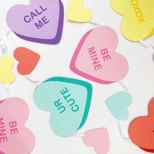 Candy Hearts Banner Valentines Day Party Bunting Instant - Etsy