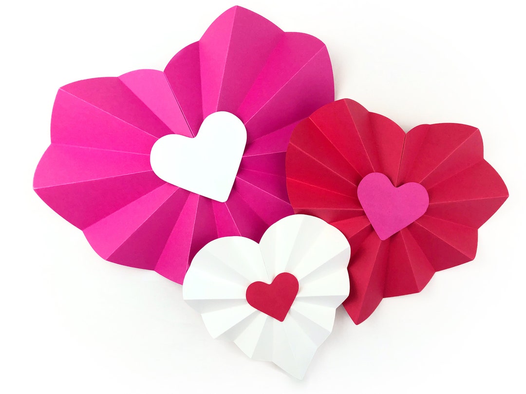 Heart Paper Fans | Valentines Day Decorations | Instant Digital ...