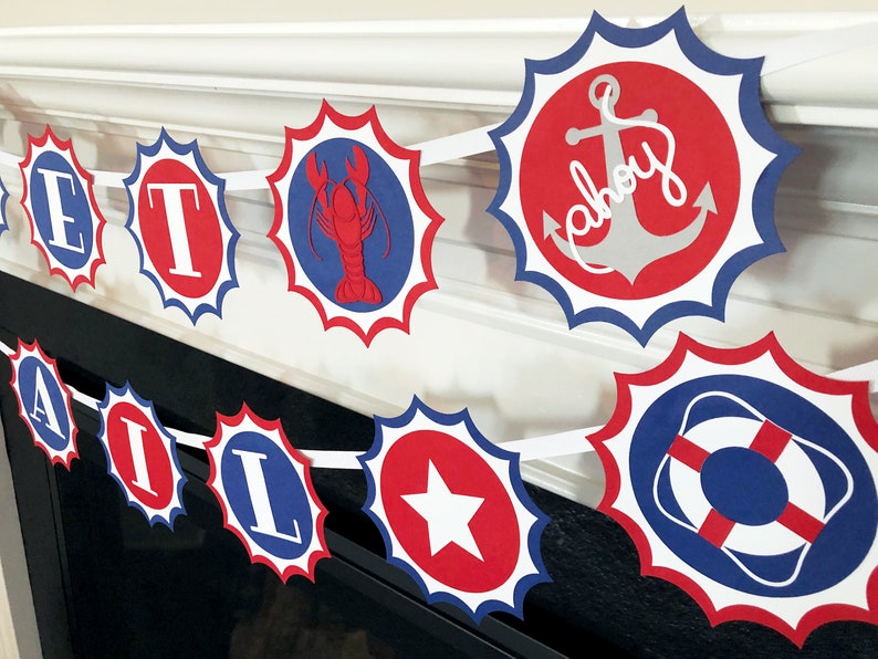 Set Sail Nautical Banners Birthday Party Bunting Instant - Etsy