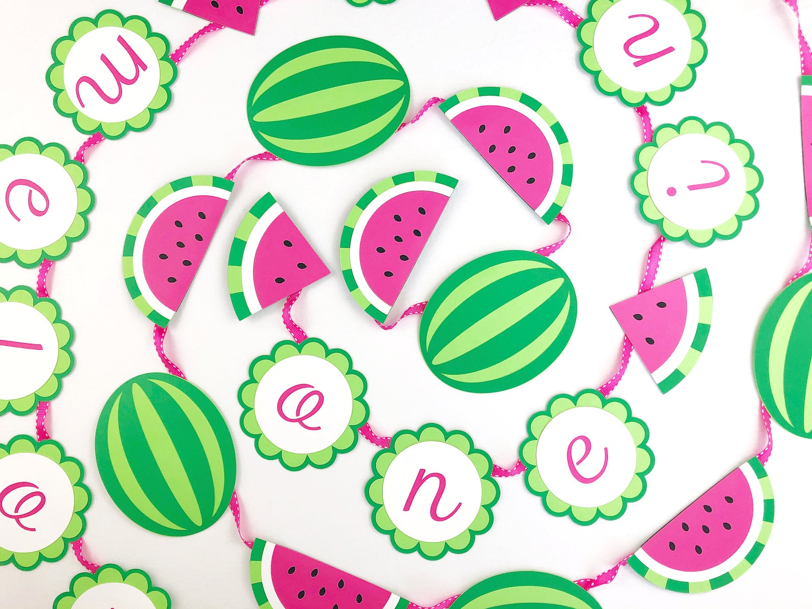 Watermelon Banners | Summer Birthday Party Bunting | Instant Digital ...