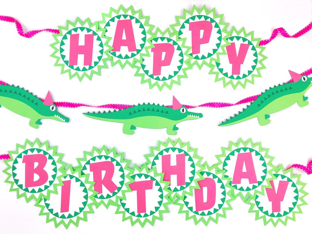 Alligator Banner | Crocodile Birthday Bunting | Instant Digital ...