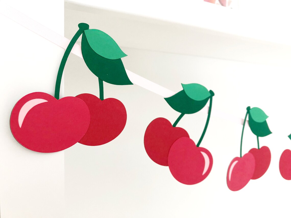 Cherry Banner Birthday Party Bunting Instant Digital - Etsy