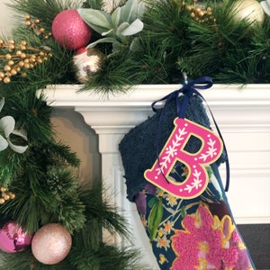 Winter Floral Alphabet | Monogram Letter Gift Tag or Stocking Ornament ...