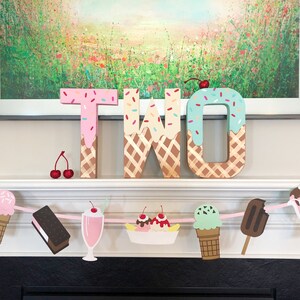 Ice Cream Banner | Summer Birthday Party Bunting | Instant Digital ...