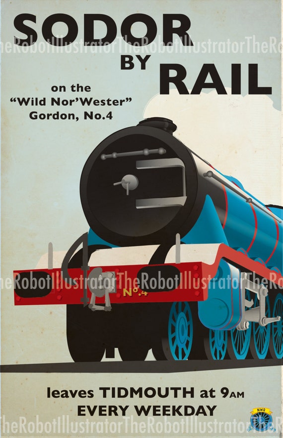 Items similar to Vintage-esque Sodor Railway Poster on Etsy