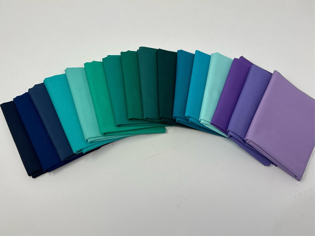 Peacock Feathers Riley Blake Cotton Solids Curated Fabric Bundle | 16 ...