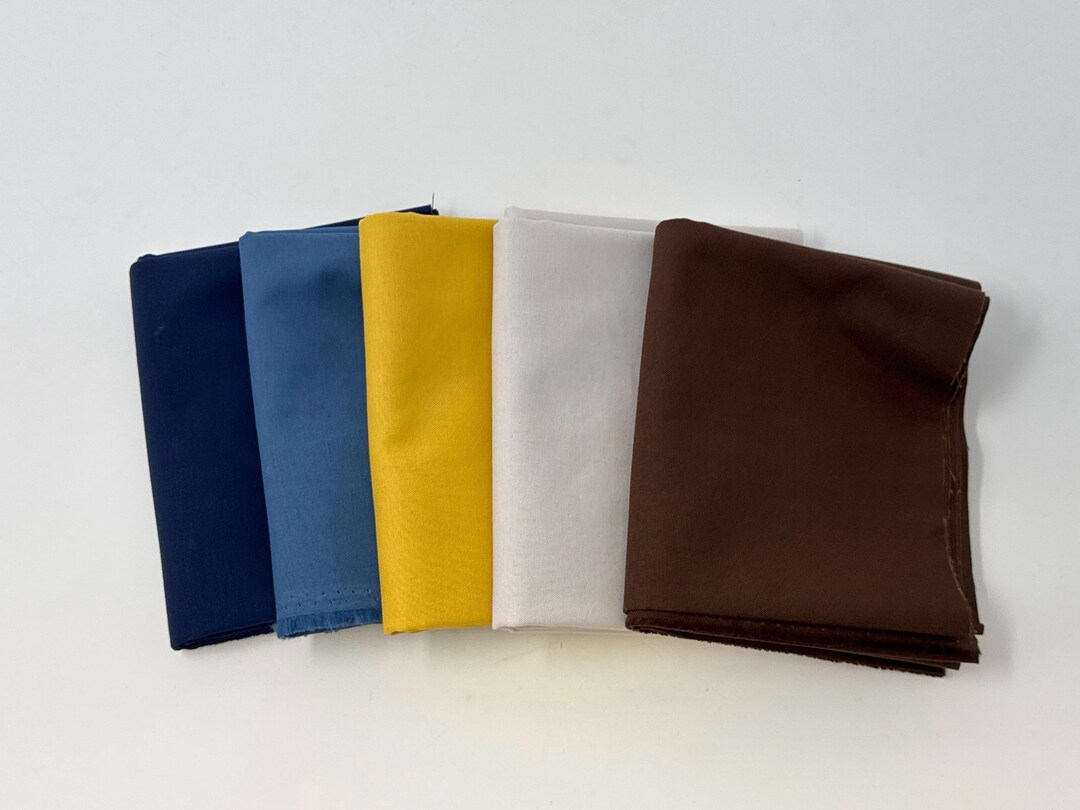 Bluebird Curated Riley Blake Cotton Fabric Bundle | 5 Blue Yellow Solid ...