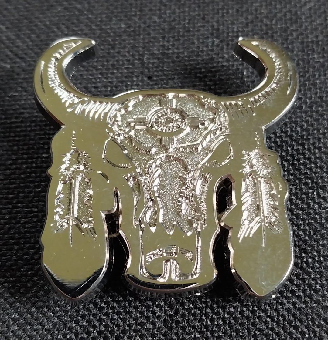 Native Bull Skull MC Outlaw Biker PIN Badge - Etsy