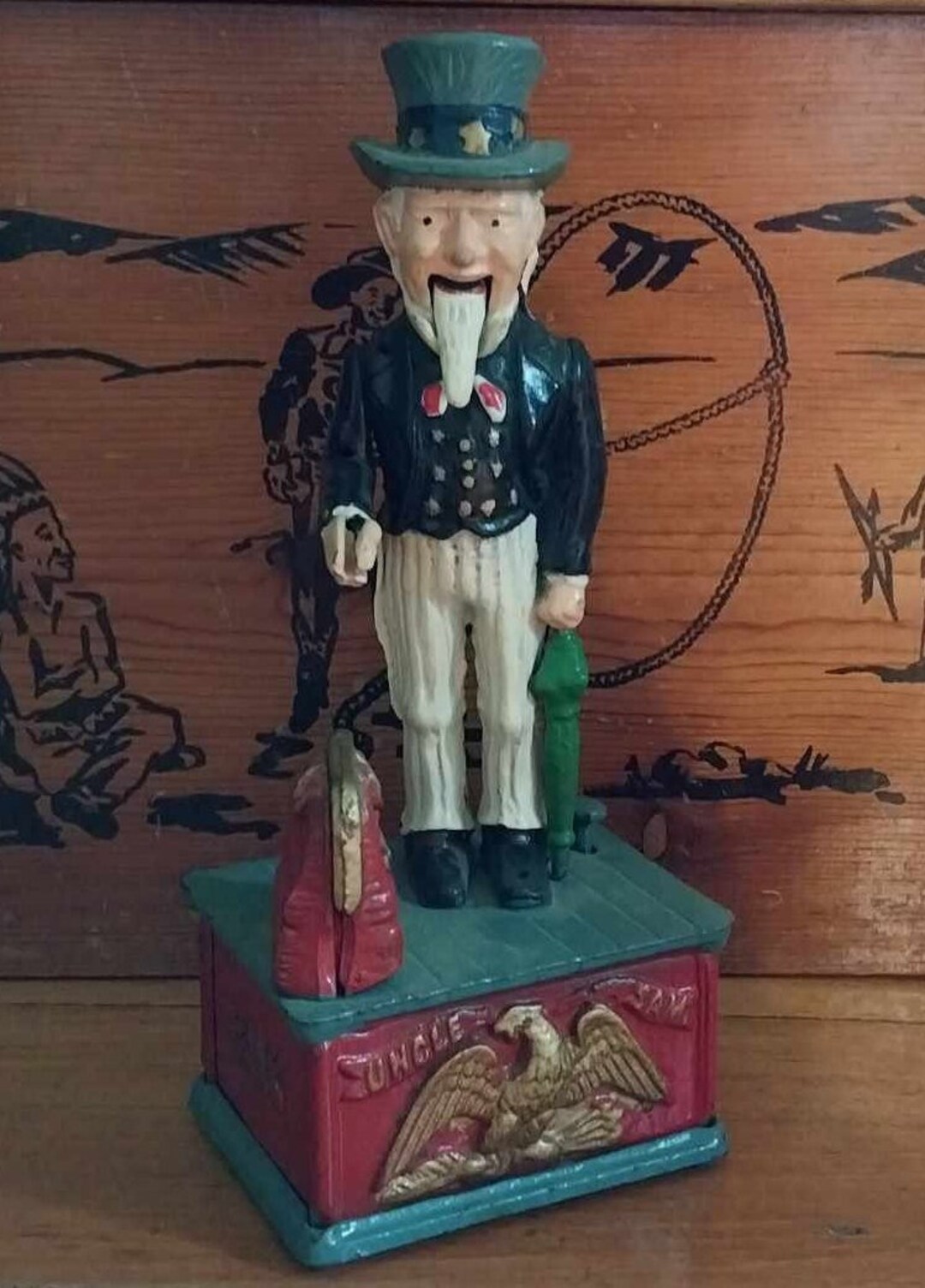Vintage Cast Iron Uncle Sam Patriotic Mechanical Bank - Works - Etsy