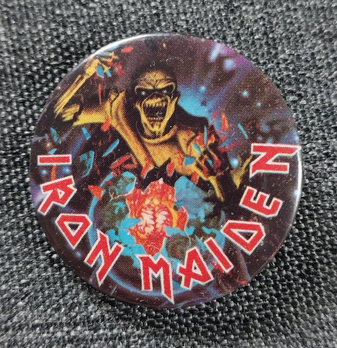Rare Vintage IRON MAIDEN 1984 Piece of Mind Tour PROMO Pin Pinback ...