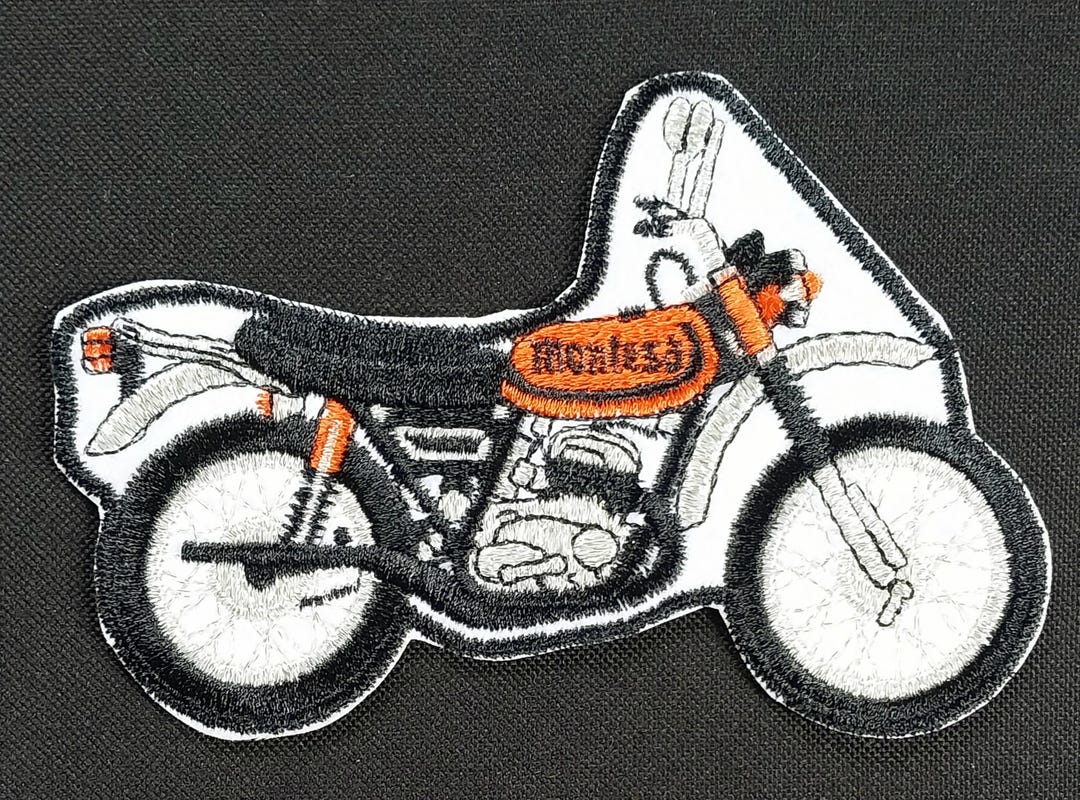 Vintage 1960s or 1970s Montesa Motorcycle Embroidered Sew on Biker ...
