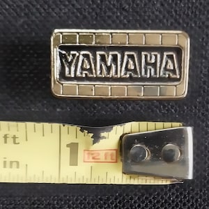Vintage Yamaha Logo Rectangle PIN Pinback Biker Motorcycle Old School ...