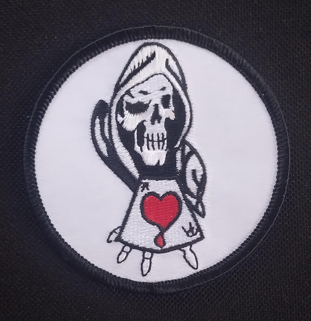 MC Skeleton Grim Reaper With Ace Card Outlaw Motorcycle Biker Patch ...