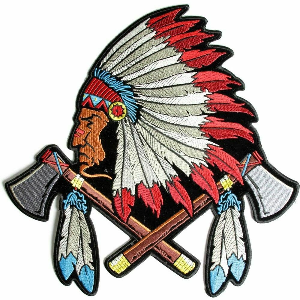 INDIAN WARRIOR & AXES Patch Large Outlaw Biker Motorcycle - Etsy