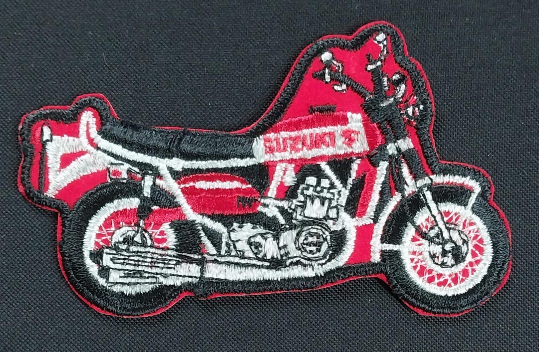 Vintage 1960s or 1970s Suzuki Motorcycle Embroidered Sew on Biker Patch ...