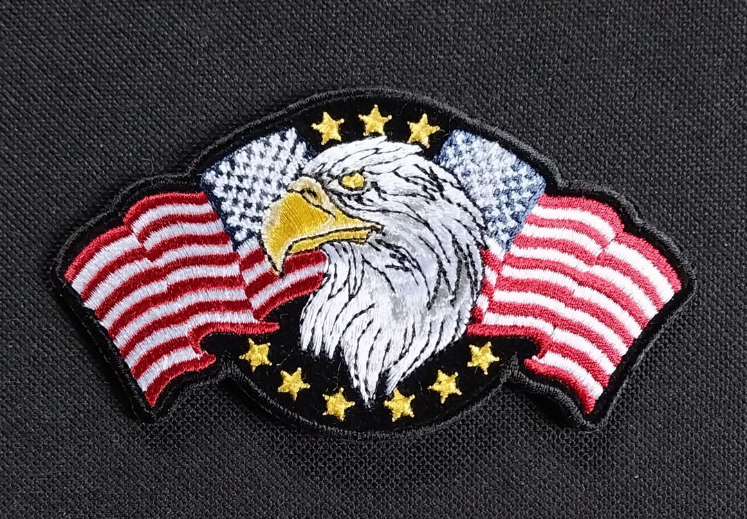 USA American Eagle and Flags Biker Embroidered Iron on Motorcycle ...