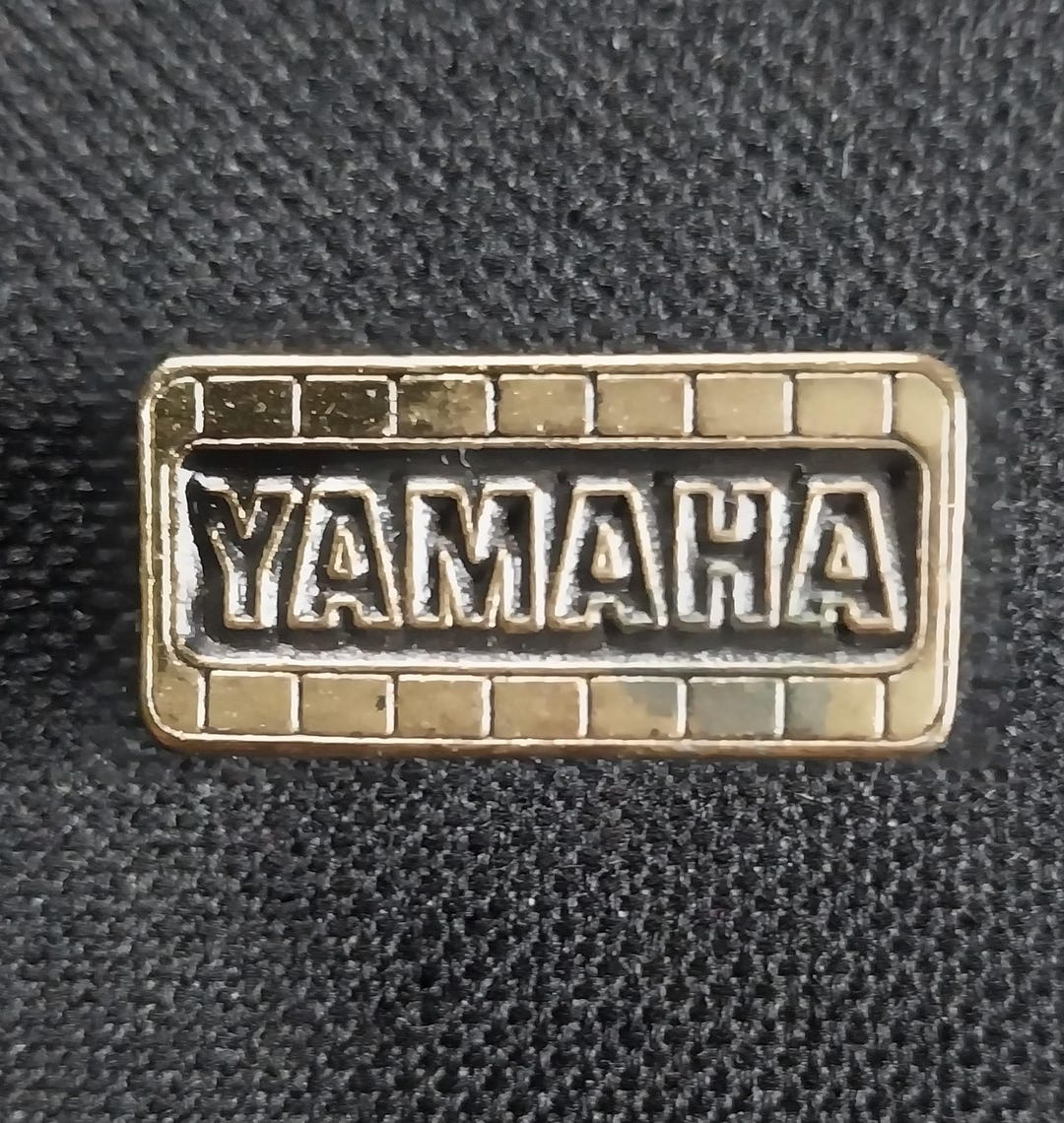 Vintage Yamaha Logo Rectangle PIN Pinback Biker Motorcycle Old School ...