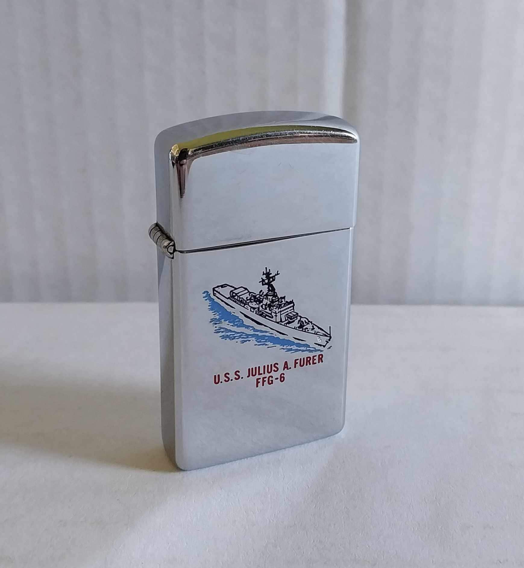 Rare Vintage USS Julius A. Furer FFG-6 Slim Zippo Cigarette Lighter ...