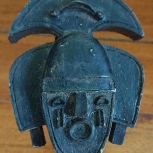 RARE African Tribal Mask Statue Paperweight Figure Sculpture on Stand ...