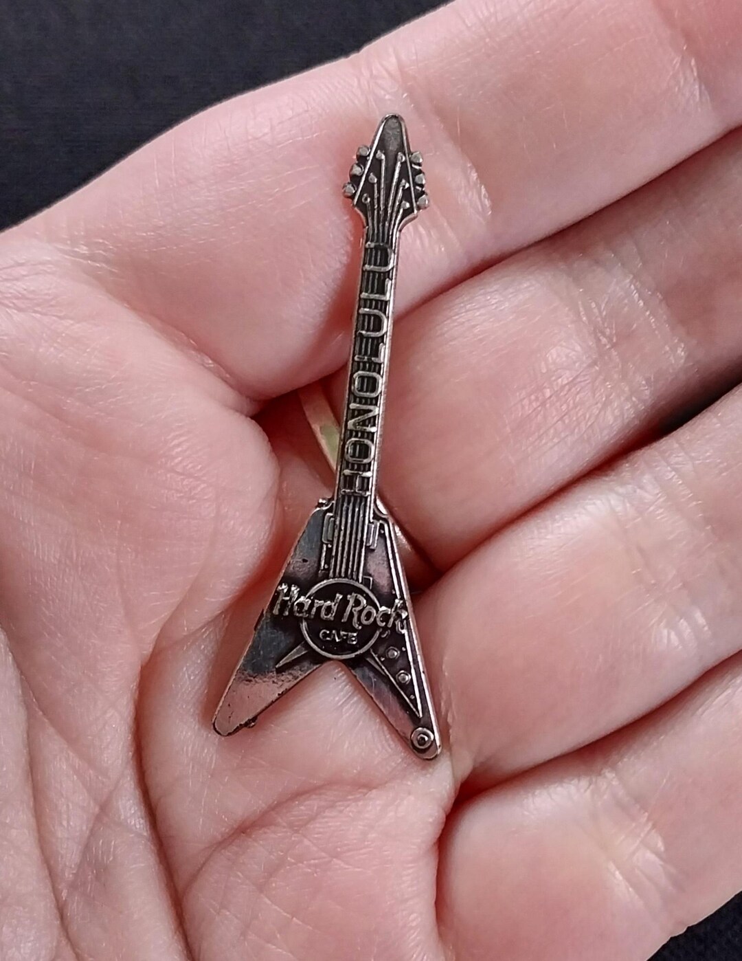 Vintage Original Hard Rock Cafe HONOLULU Sterling Silver Guitar Flying ...