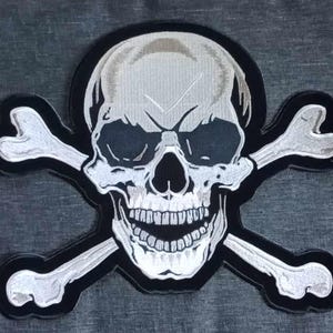 SKULL & CROSSBONES Large Biker Back Patch - Etsy