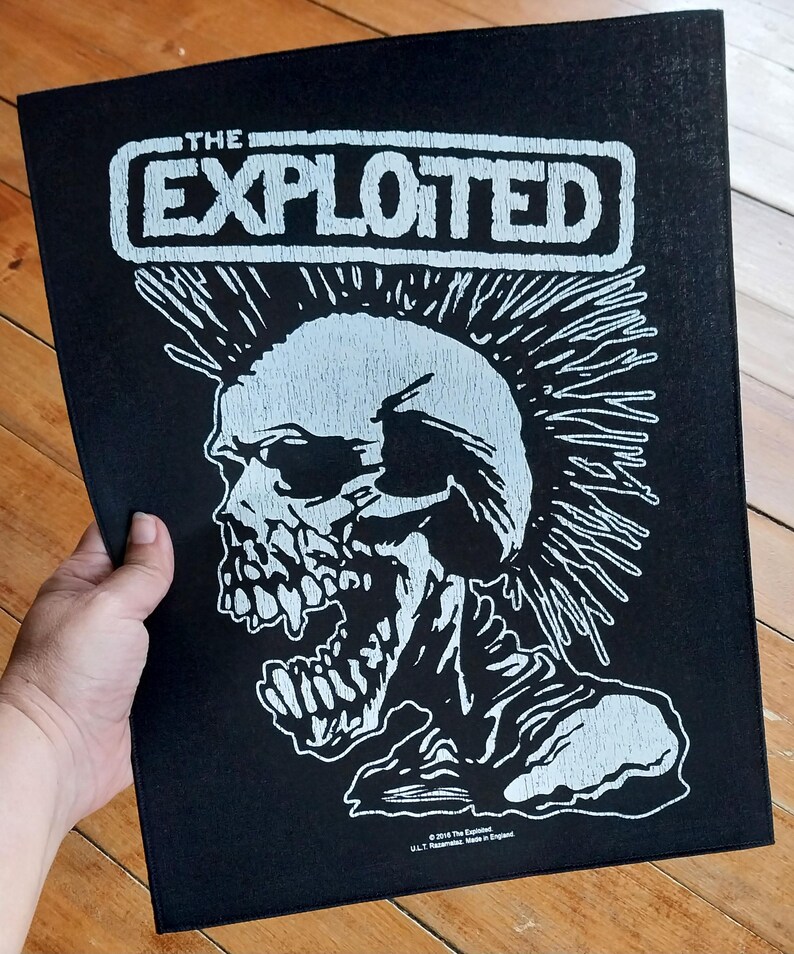 Licensed the EXPLOITED Mohawk Skull Punk Rock Large Sew on Battle ...
