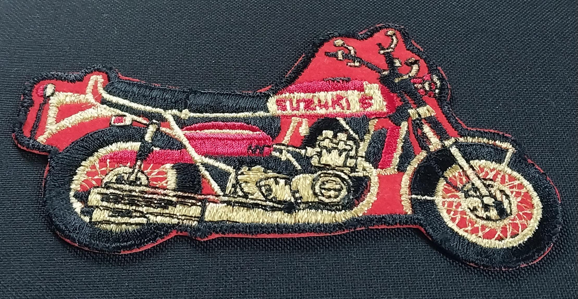 Vintage 1960s or 1970s Suzuki Motorcycle Embroidered Sew on Biker Patch ...