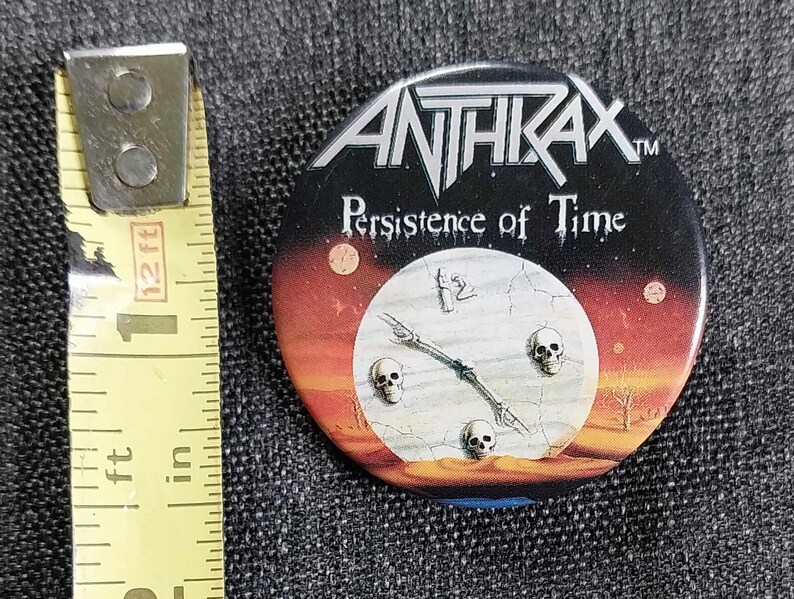 True Vintage 90s Original ANTHRAX Album Cover Heavy Metal Band Pin ...