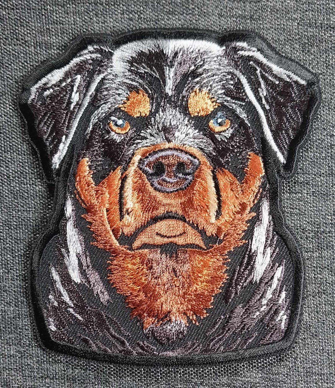 Rottweiler Dog Puppy Head Embroidered Iron on Motorcycle Jacket Biker ...