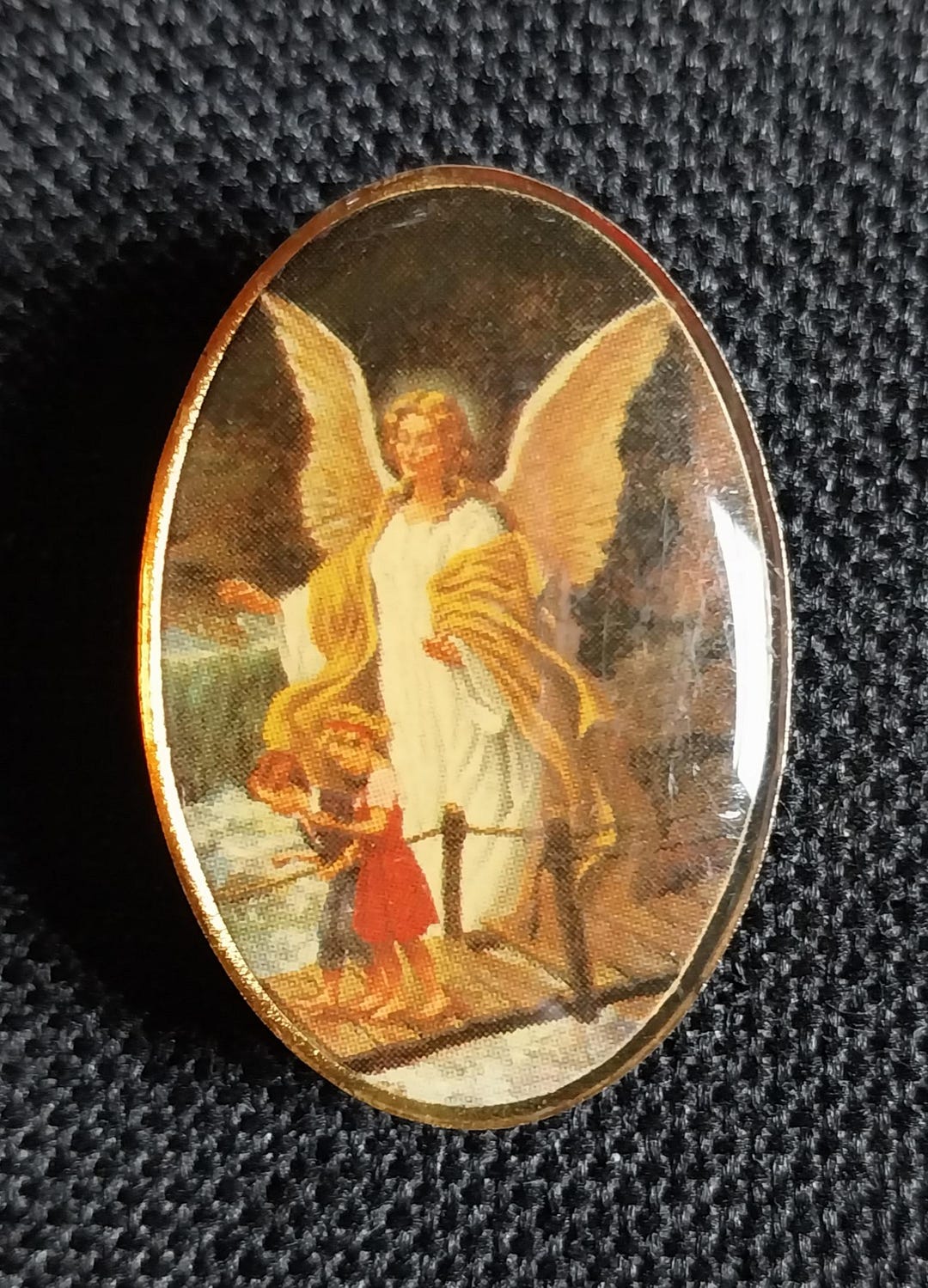 Vintage Guardian Angel Oval Hat Jacket Shirt Vest Lapel Brooch Pin ...