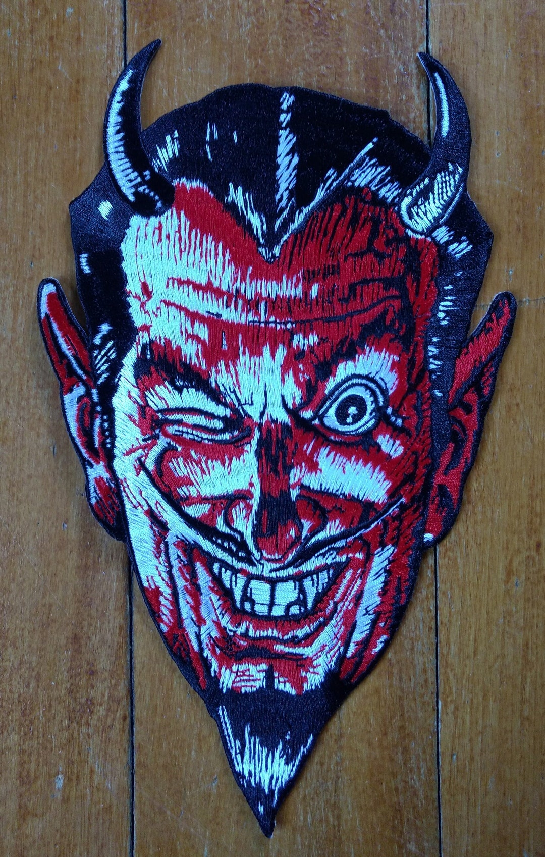 Large Winking Devil Embroidered Iron ON Biker Jacket Vest Back Patch - Etsy