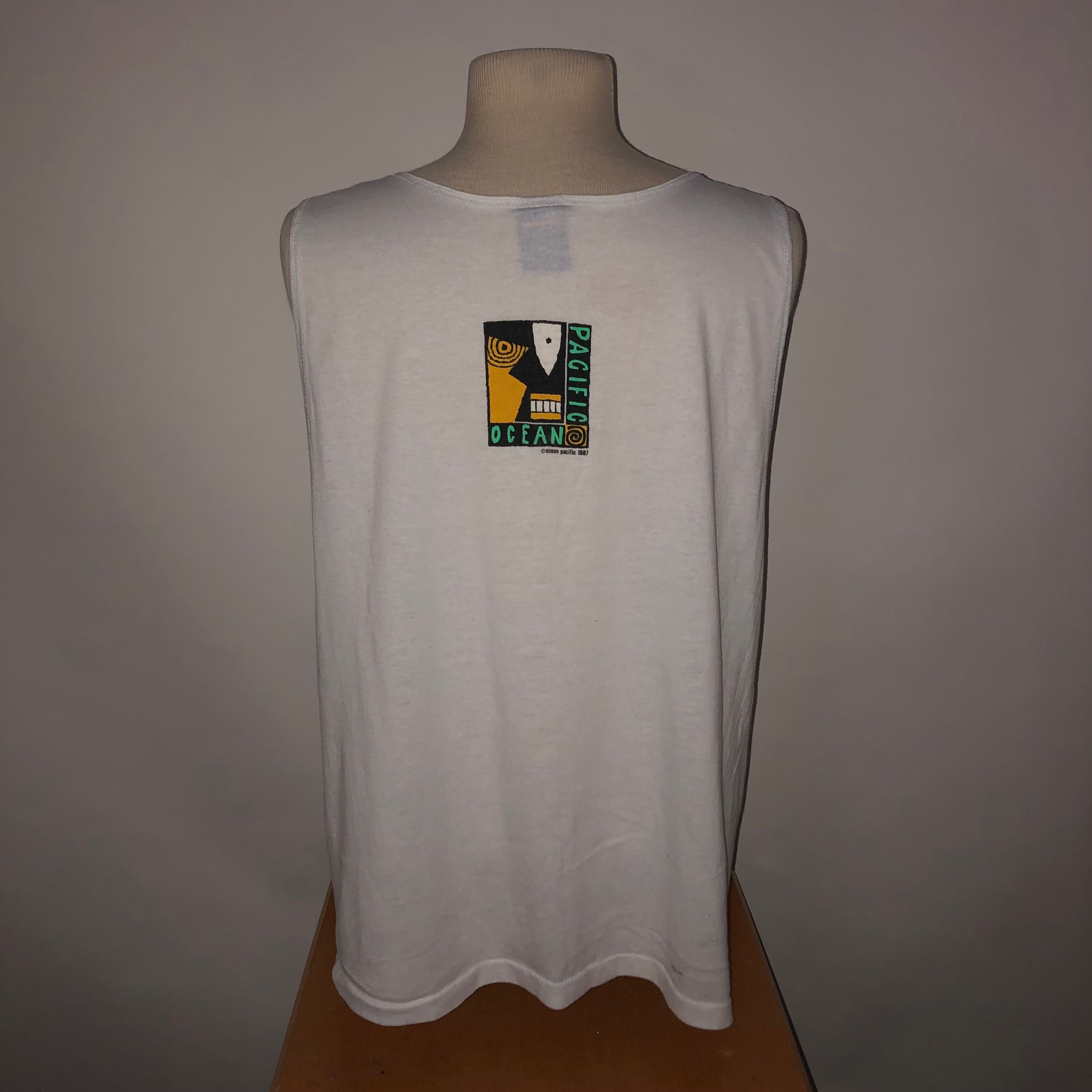 Vintage 1980s OP Ocean Pacific Tank Top T Shirt LARGE 80s Single Stitch ...