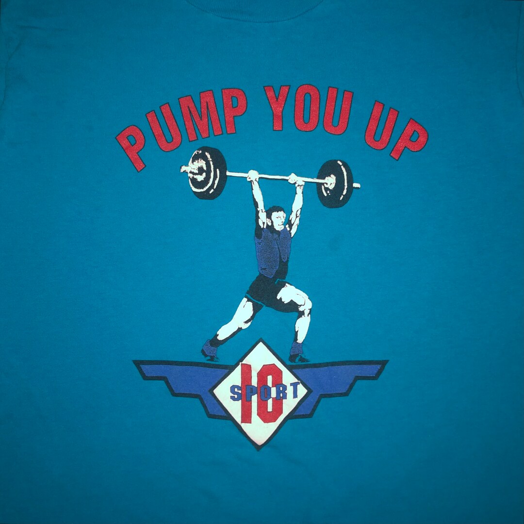 Vintage 1980s Pump You up Weightlifting T Shirt Puffy Print MEDIUM ...