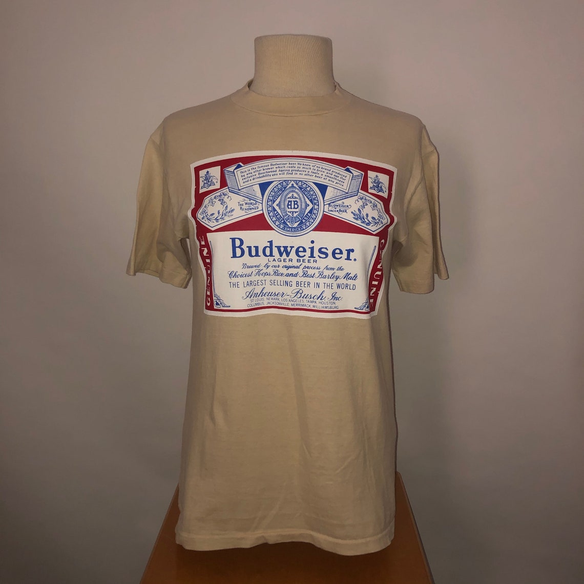 Vintage 1980s Budweiser Beer Logo T Shirt SMALL - Single Stitch 80s ...