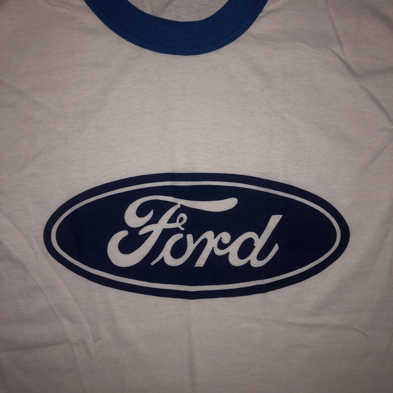 Vintage Unworn 1980s Ford Motors Ringer T Shirt MEDIUM / LARGE Screen ...