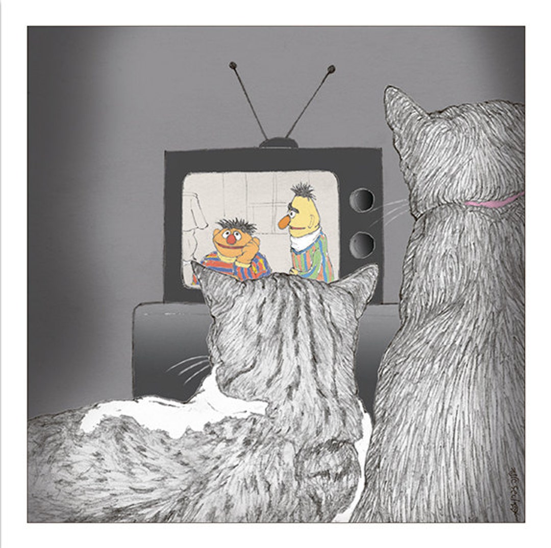 Ernie and Bert Cats Print - Featuring Rafi and Spageti, the Famous ...