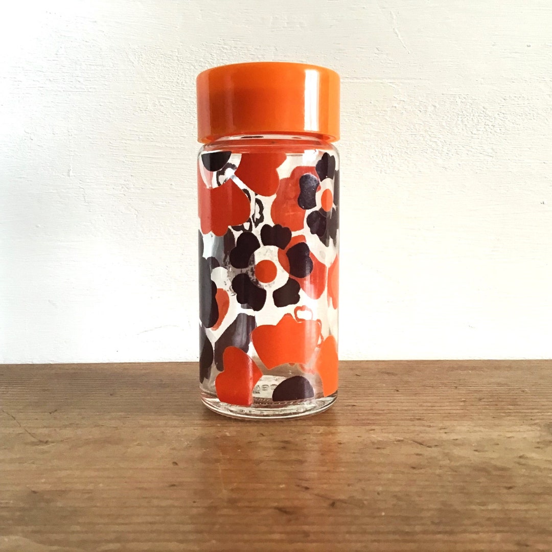 Vintage Glass Sugar Shaker With Orange Flowers, Cinnamon Dispenser ...