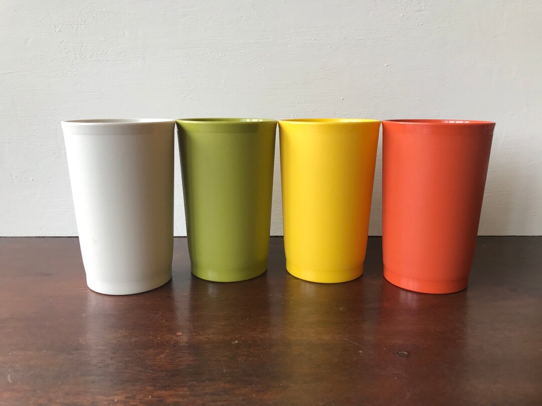 Vintage Tupperware Tumblers, Set of 4 Harvest Colors Drinking Cups ...