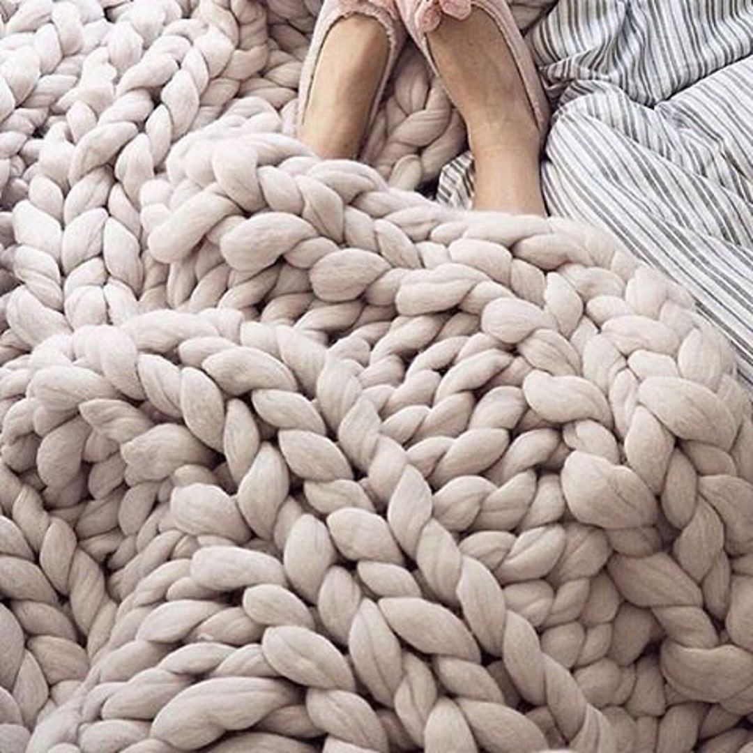Free Shipping!! Super Chunky Knit Blanket Chunky Knit Blanket Merino ...