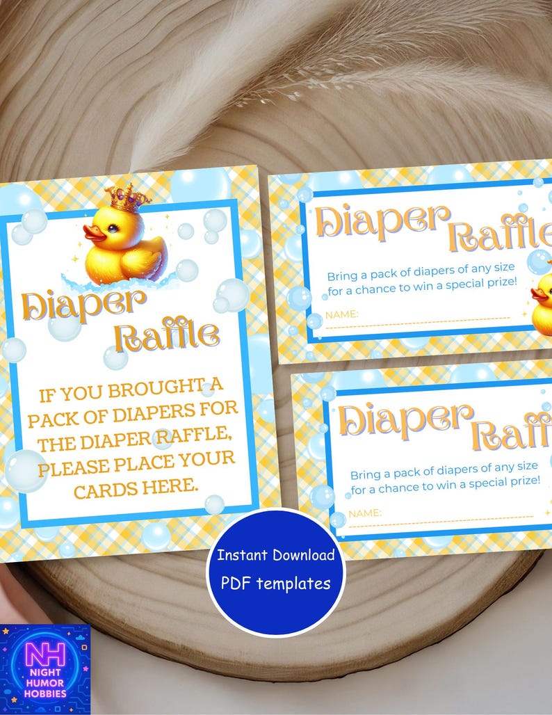 Rubber Ducky Diaper Raffle Ticket Template | Baby Shower Printable ...