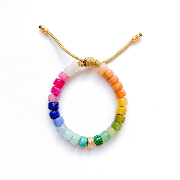 Rainbow Bead Bracelet - Etsy