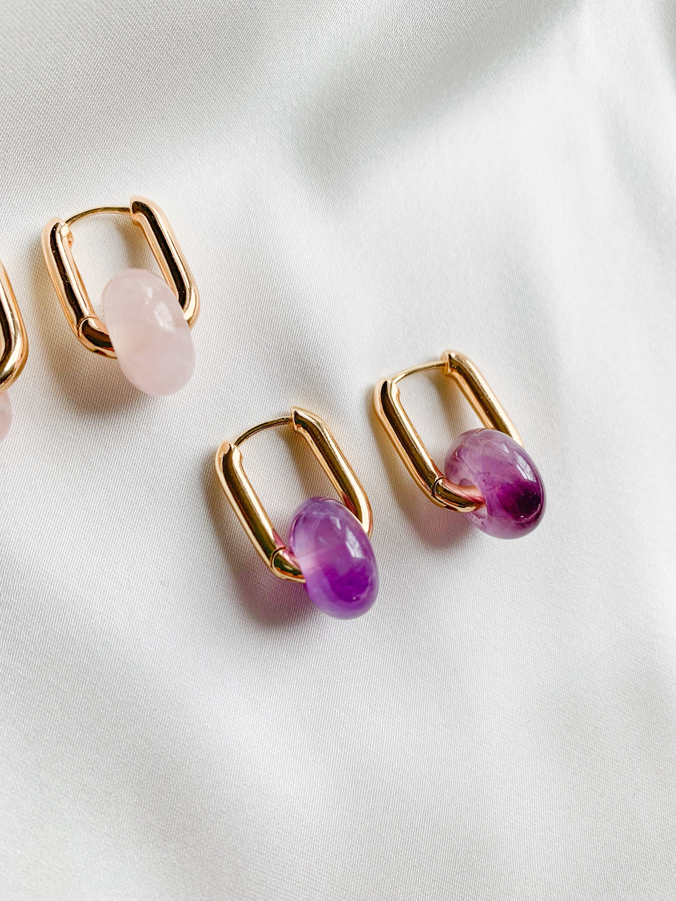 Gemstone Rectangular Earring Hoop | Turquoise | HH PERLA STUDIO ...