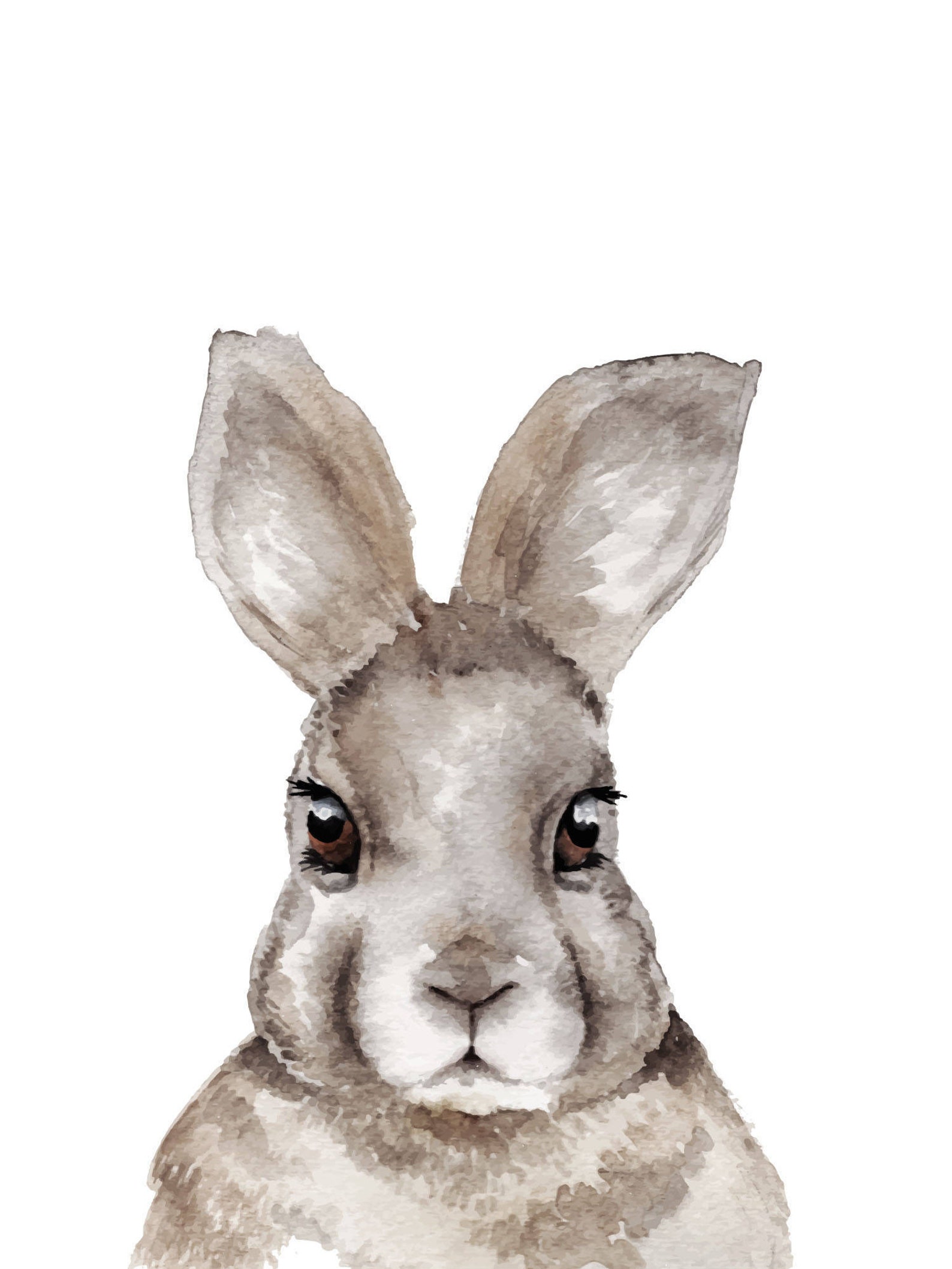 Beautiful Watercolor Rabbit Portrait, Nursery Decor, Animal Print Kids ...